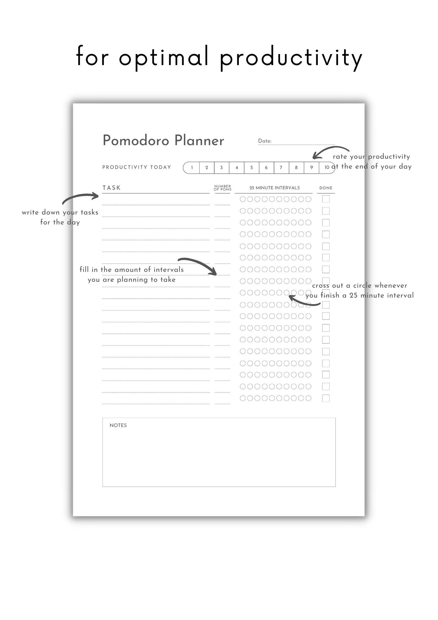 Printable Pomodoro Tracker Pages Download Pomodoro Planner - Etsy