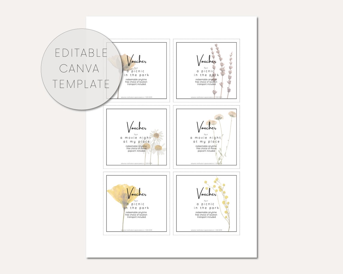 Gift Card Editable Gift Voucher Canva Template Printable Gift Card for ...