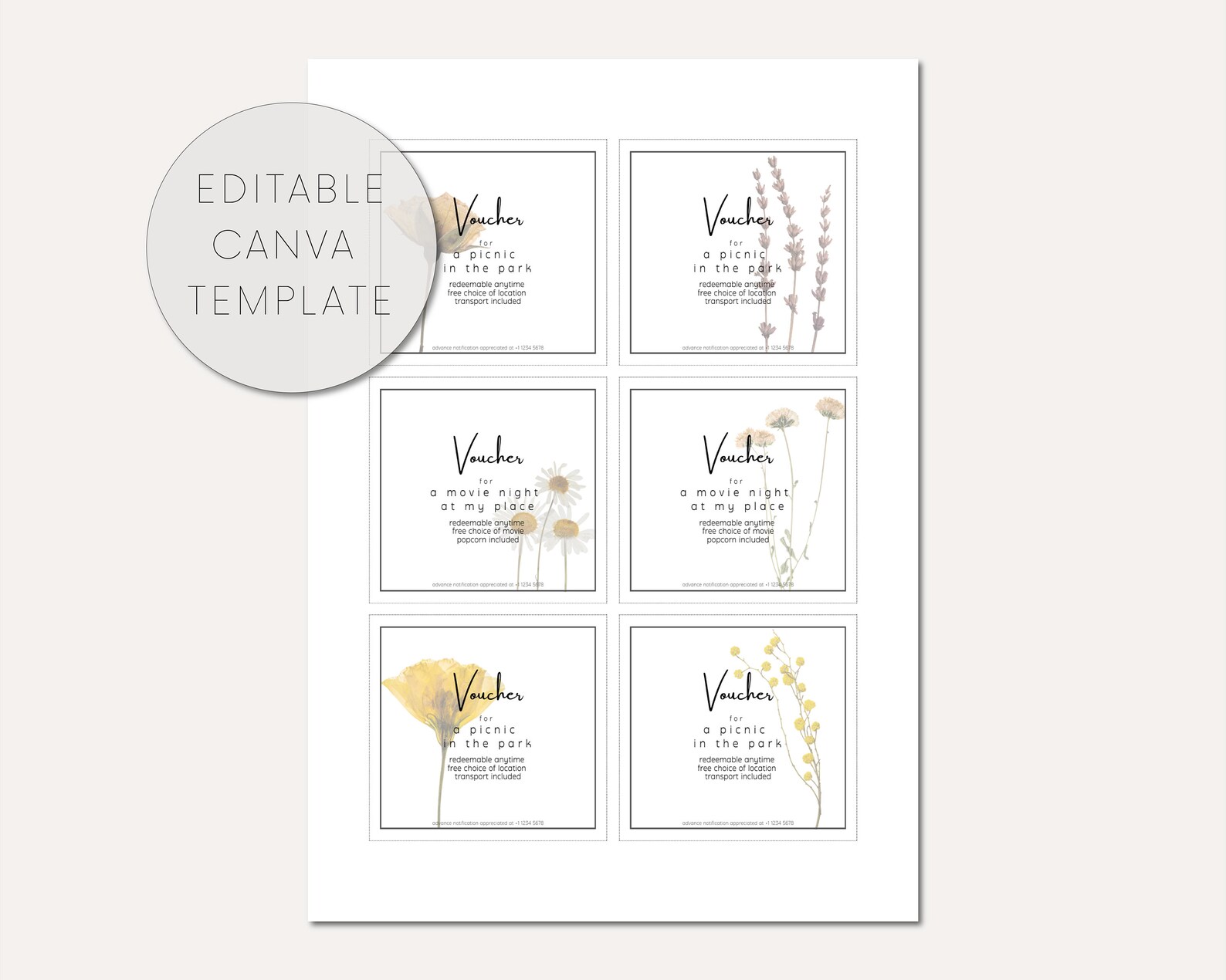 Gift Card Editable Gift Voucher Canva Template Printable Gift Card for ...