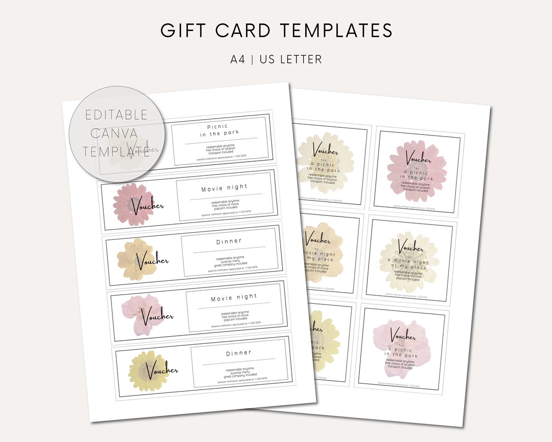 Edit Gift Voucher Editable Gift Card for Wedding Edit Canva Template ...