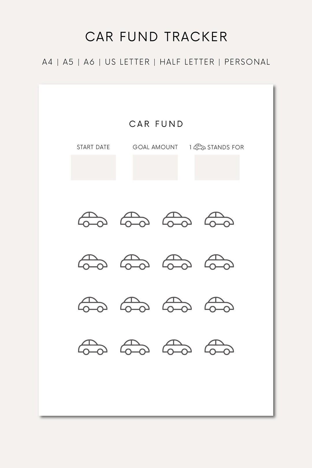 Printable Car Fund Tracker Printable Savings Tracker For Car Savings ...