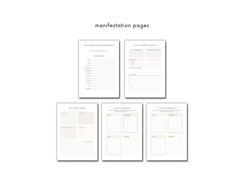 Self Care Planner Printable for Gratitude Journal Digital Manifestation ...