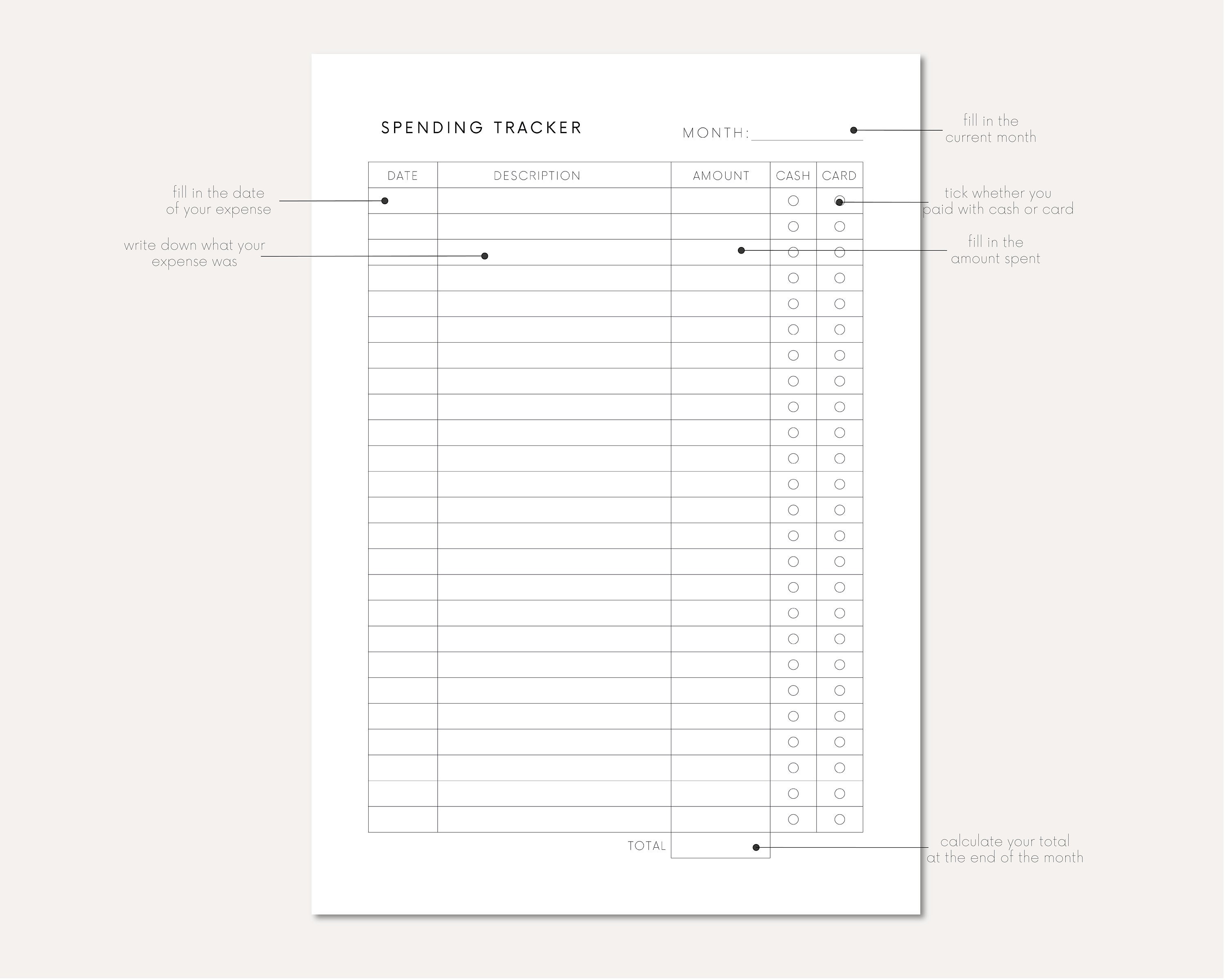 Spending Tracker Printable Expense Tracker Download Bill Tracker ...