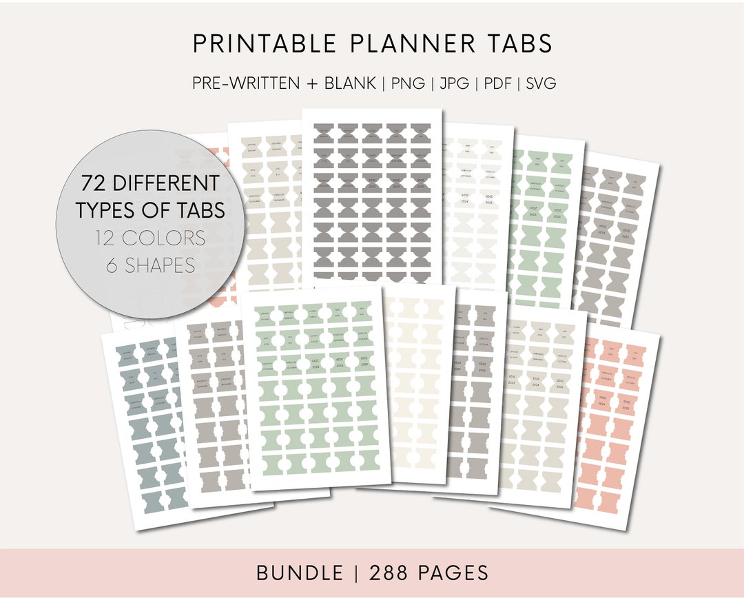 Printable Planner Tabs Instant Digital Download Digital Planner Plotter ...