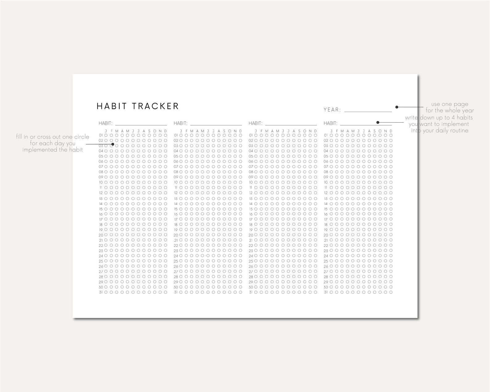 Yearly Habit Tracker Printable Goal Tracker Download Track Habits ...