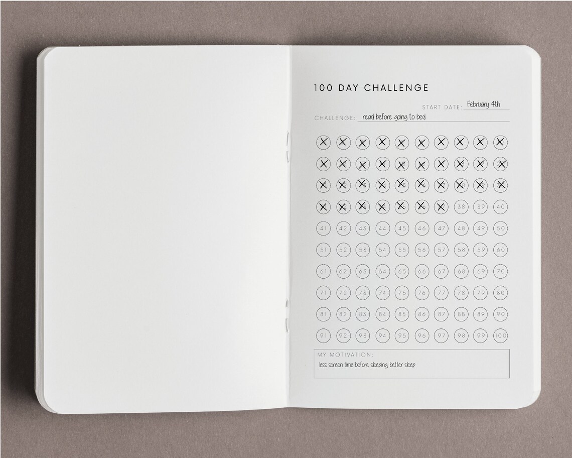 100 Day Challenge Printable Habit Tracker Download Start New Habit ...