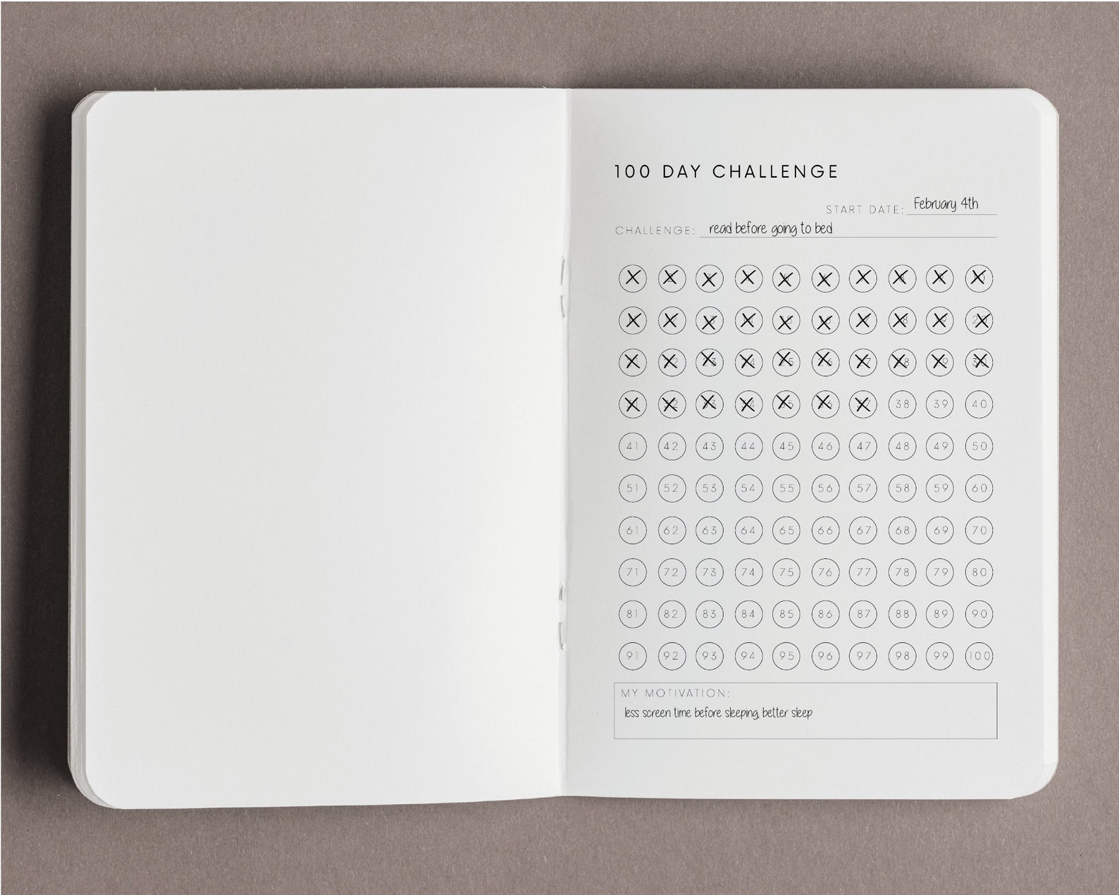 100 Day Challenge Printable Habit Tracker Download Start New Habit ...