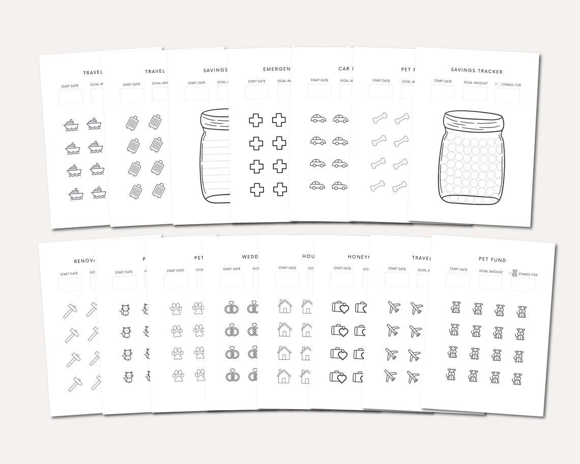 Printable Savings Tracker Bundle Download Saving Funds Bundle for ...