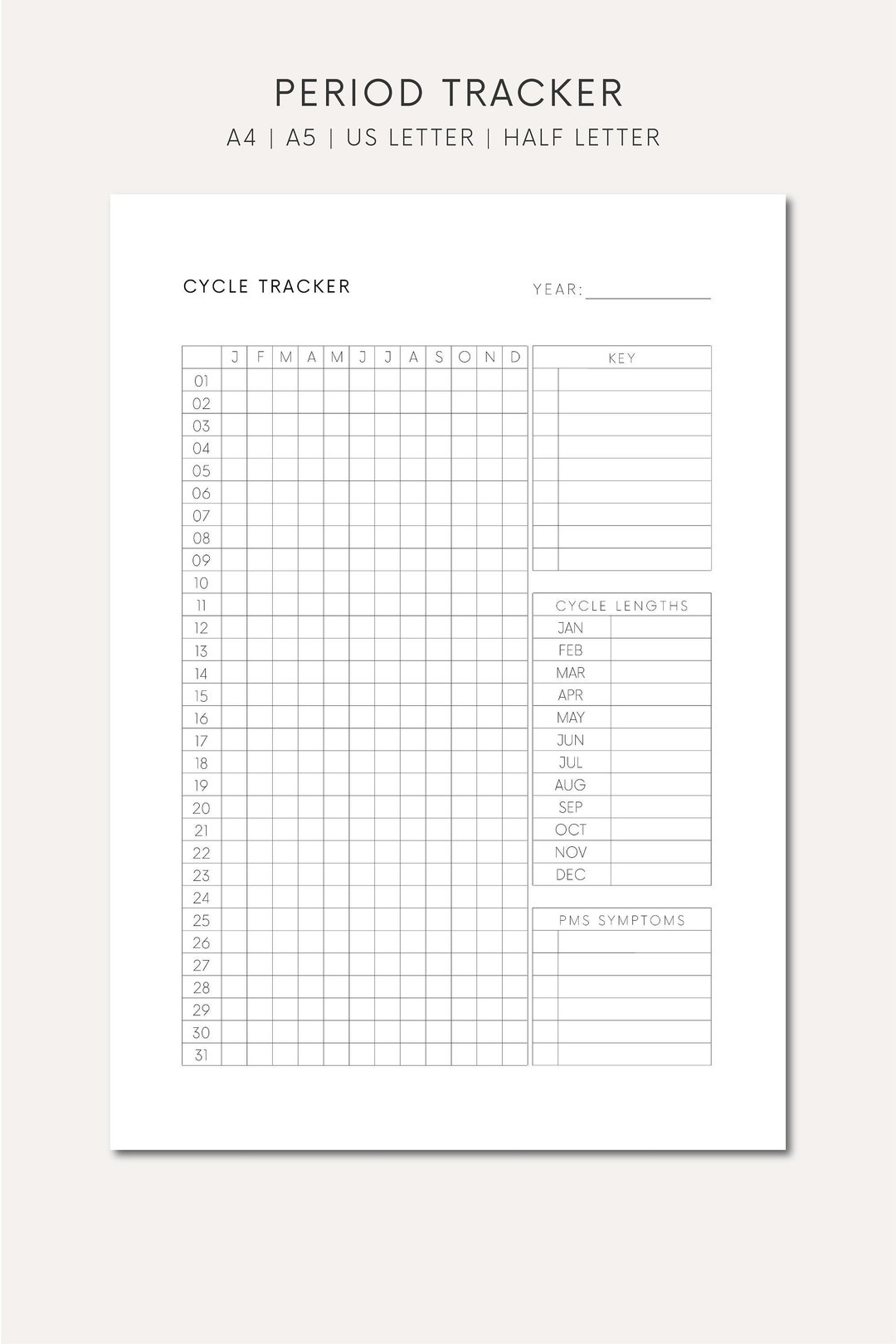 Period Tracker Printable Period Track PDF Ovulate Tracker Printable ...