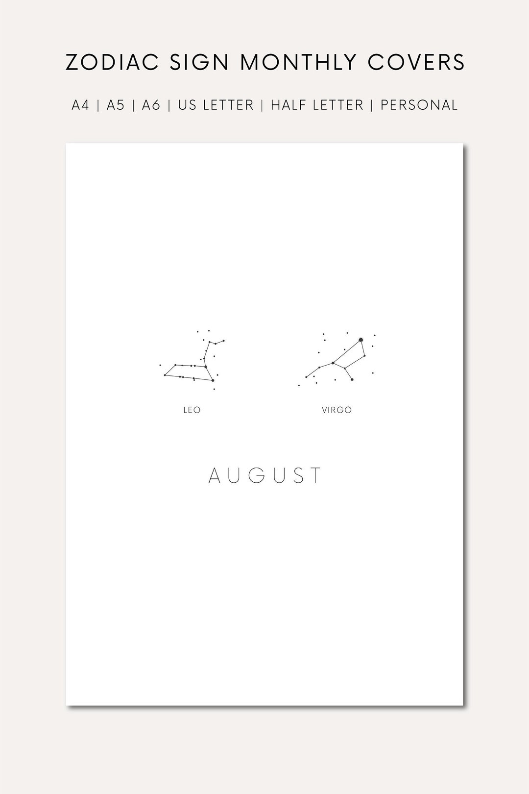 Planner Cover Printable Astrology Art for Journalling Download Monthly ...
