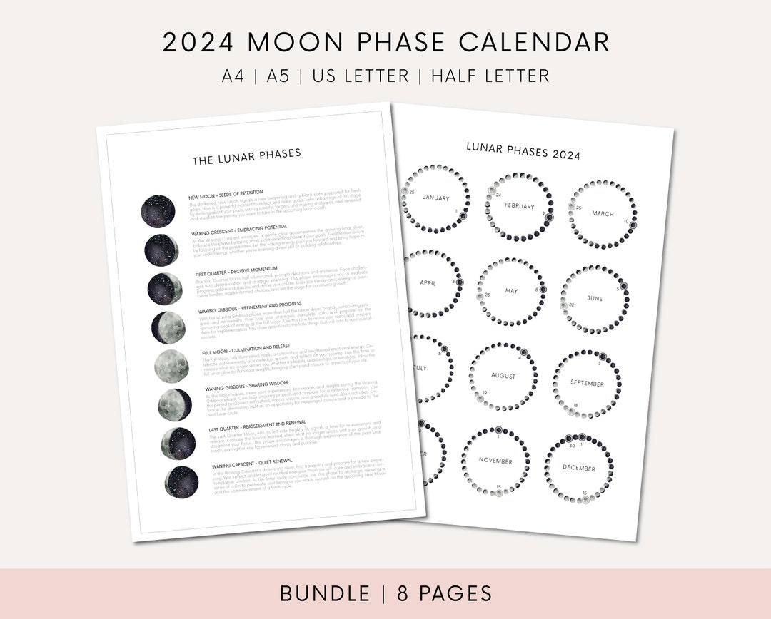 Printable Moon Journal Download Moon Calendar Download Moon Wall Art ...