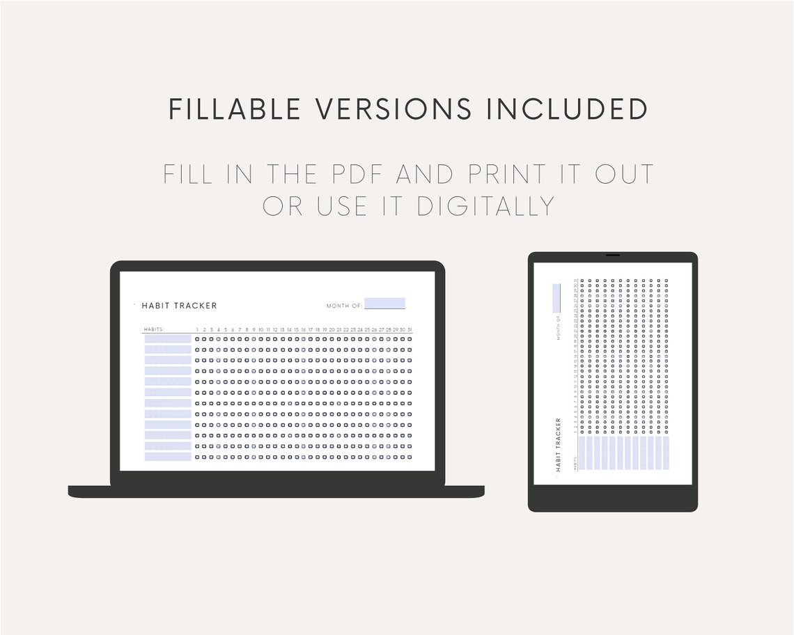 Habit Tracker Printable Monthly Habit Tracker Digital Atomic Habits ...