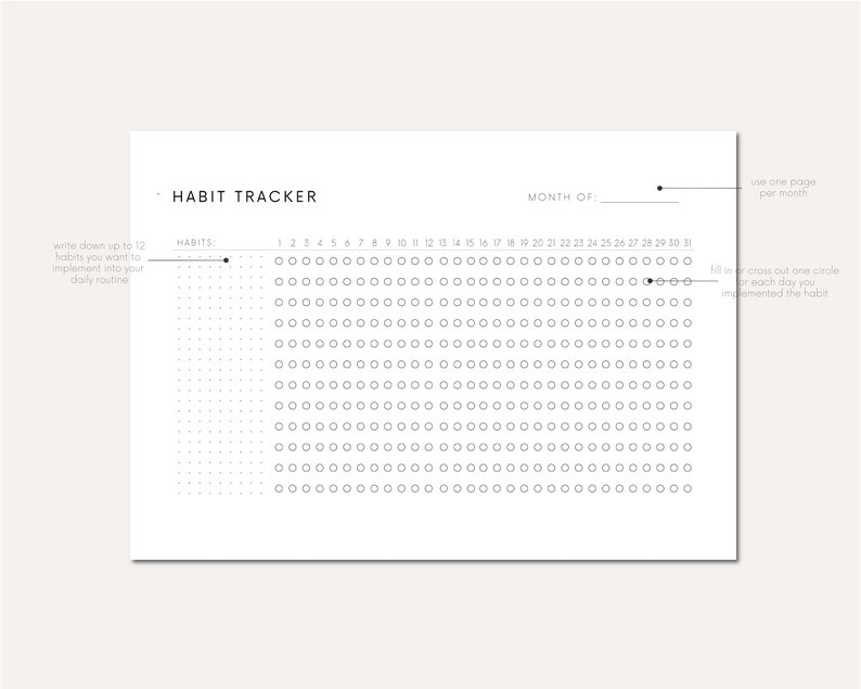 Habit Tracker Printable Monthly Habit Tracker Digital Atomic Habits ...