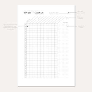 Monthly Habit Tracker Printable Tracking Habits Daily Download Goal ...