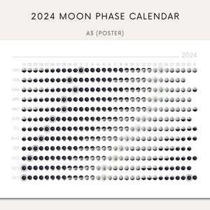 Printable Moon Phase Calendar 2024 Poster Download Lunar Art Digital ...