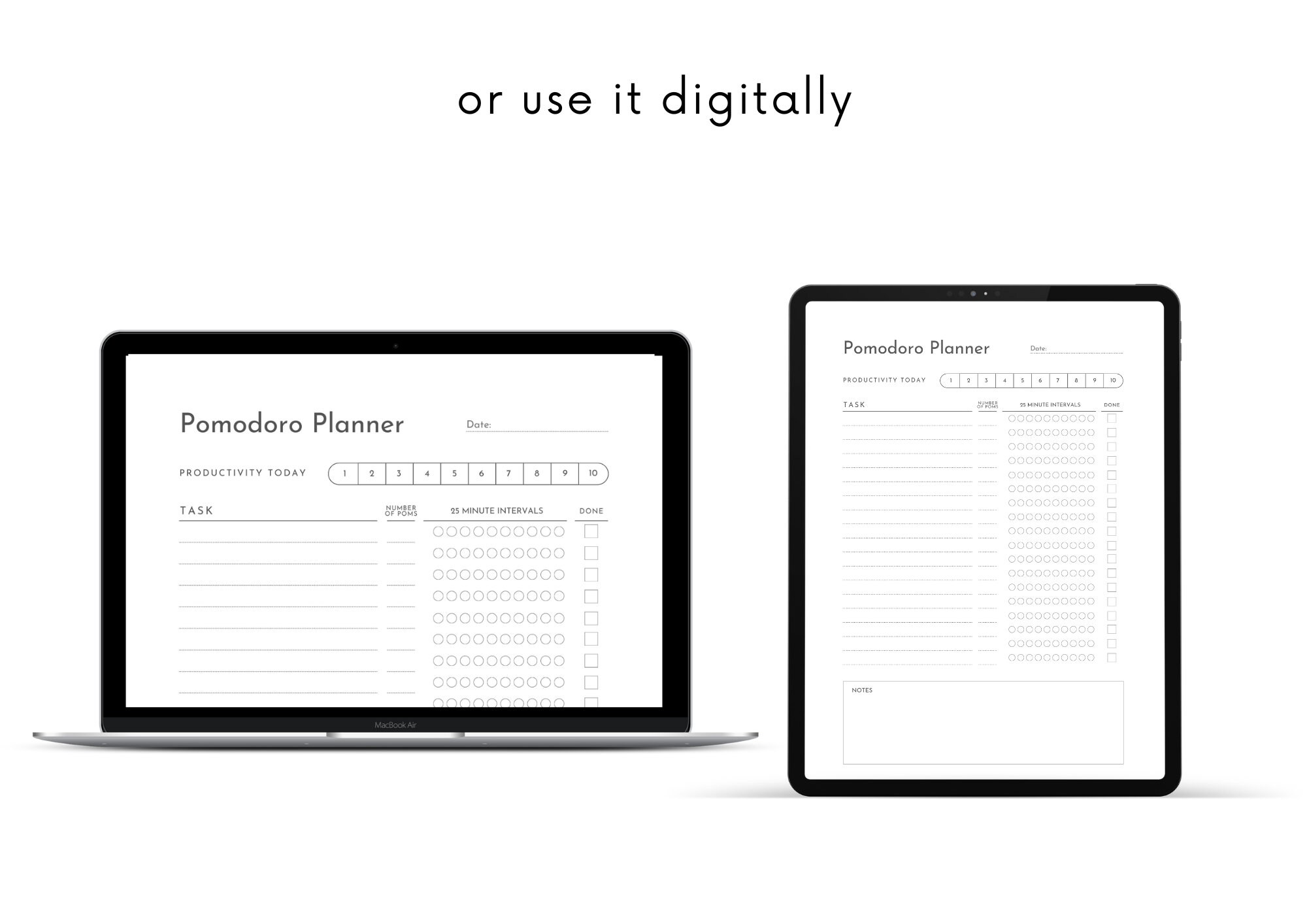 Printable Pomodoro Bundle Download Pomodoro Planner Pages for - Etsy