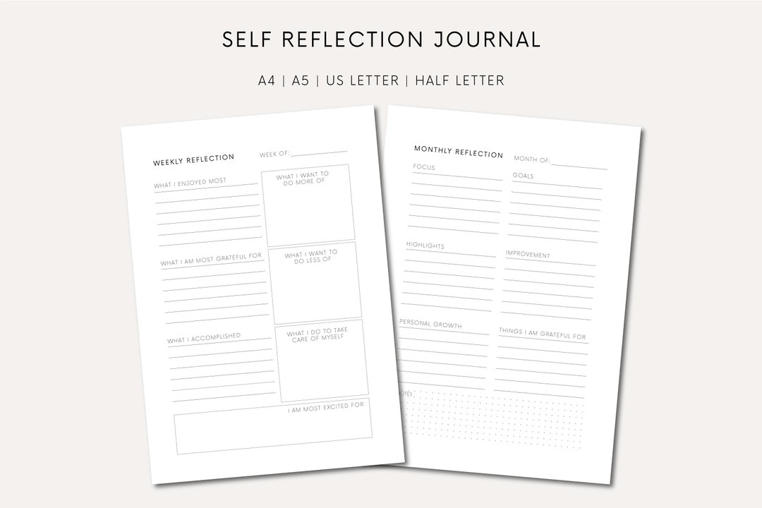 Weekly Reflection Printable Monthly Reflection Journal Self Reflection ...