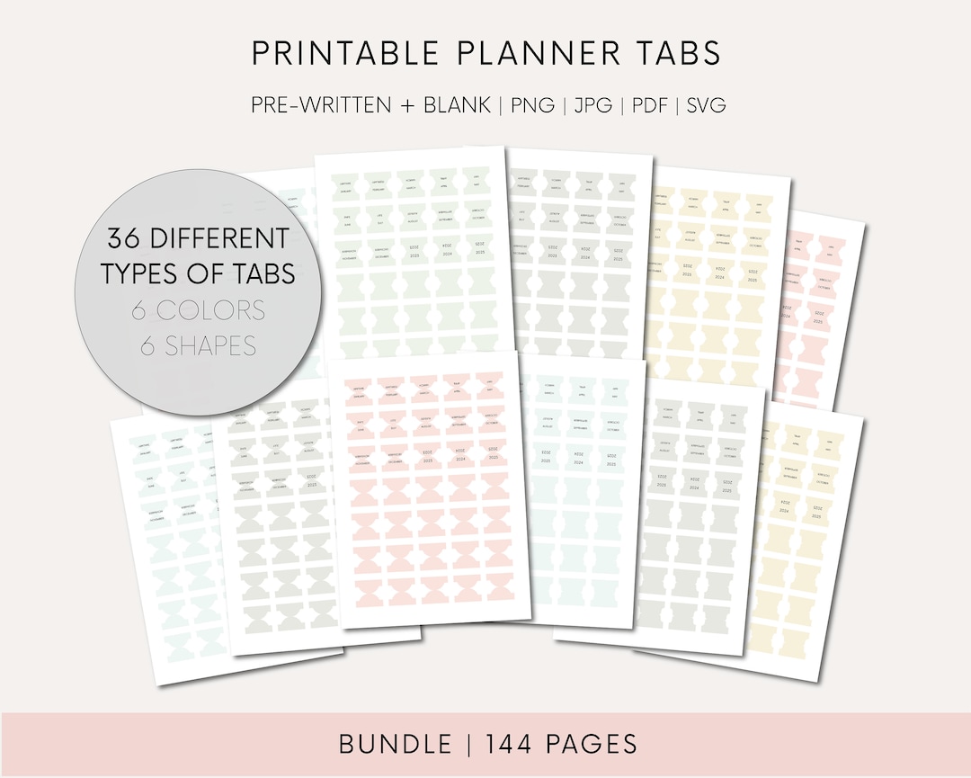 Printable Planner Tabs Instant Digital Download Pastel Planner Plotter ...