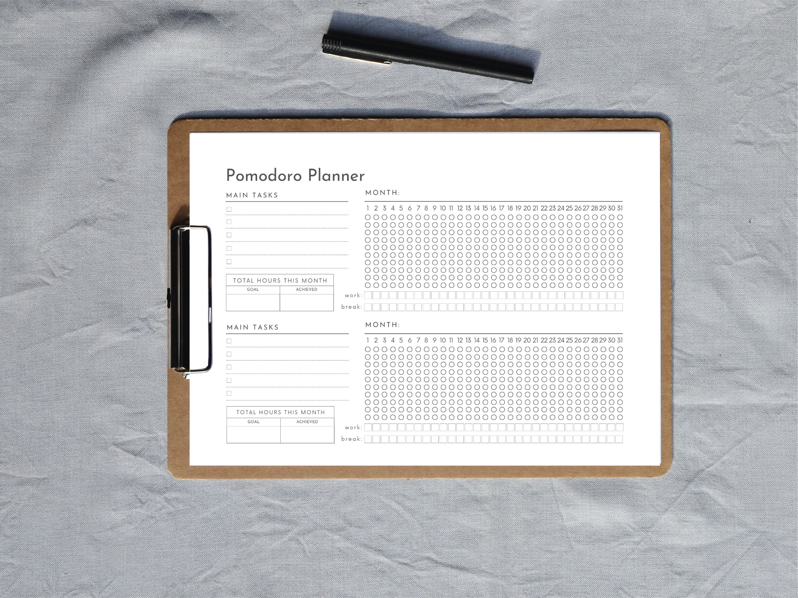 Printable Pomodoro Bundle Download Pomodoro Planner Pages for - Etsy