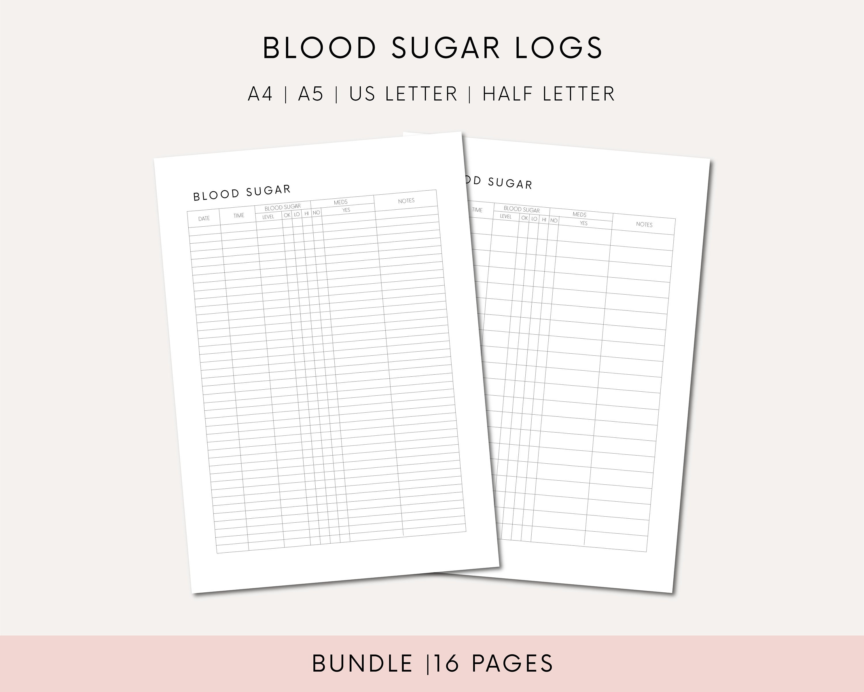 Blood Sugar Log Printable Blood Sugar Tracker Editable Printable Blood ...