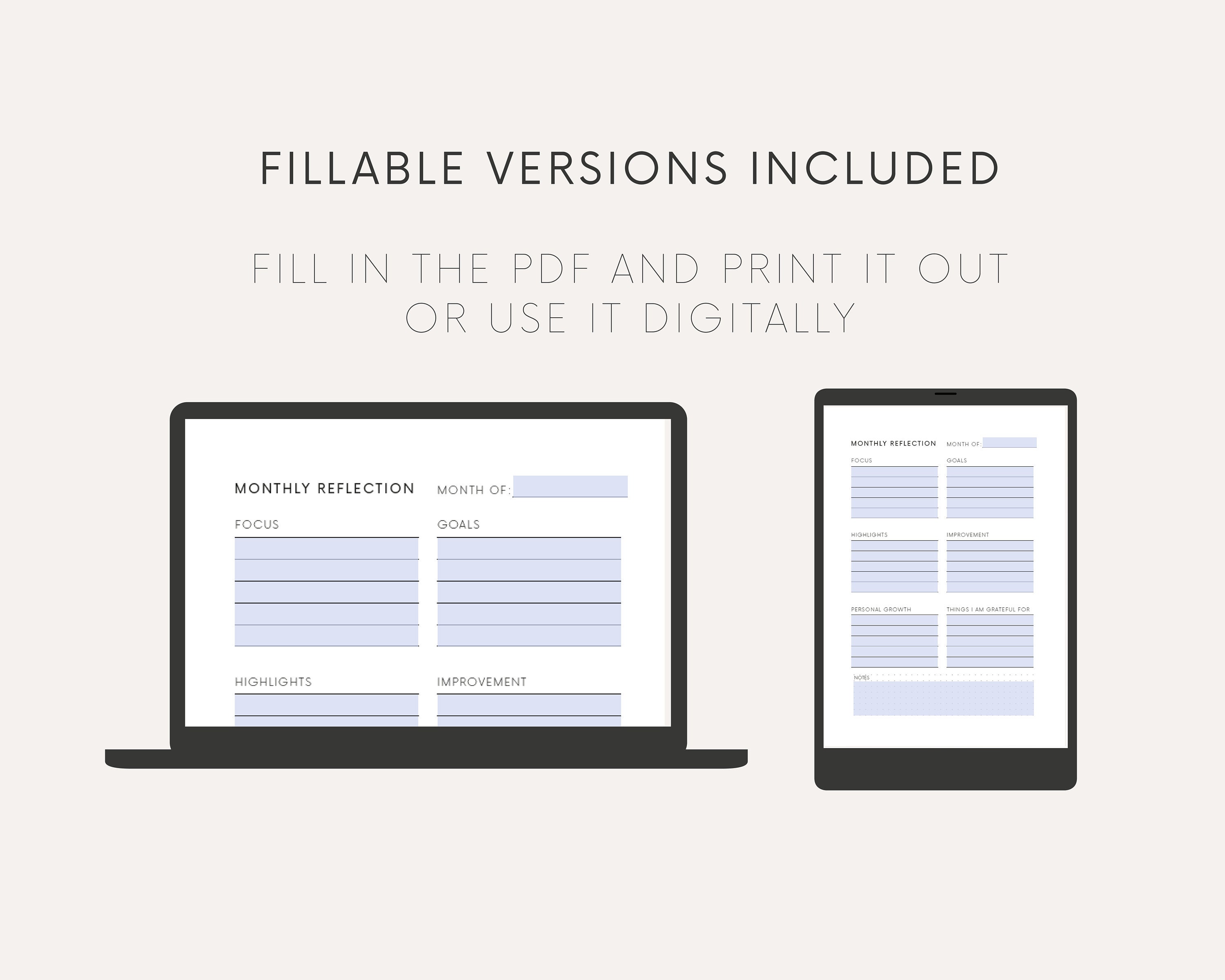 Reflection Journal Printable for A Month of Reflection Digital Monthly ...