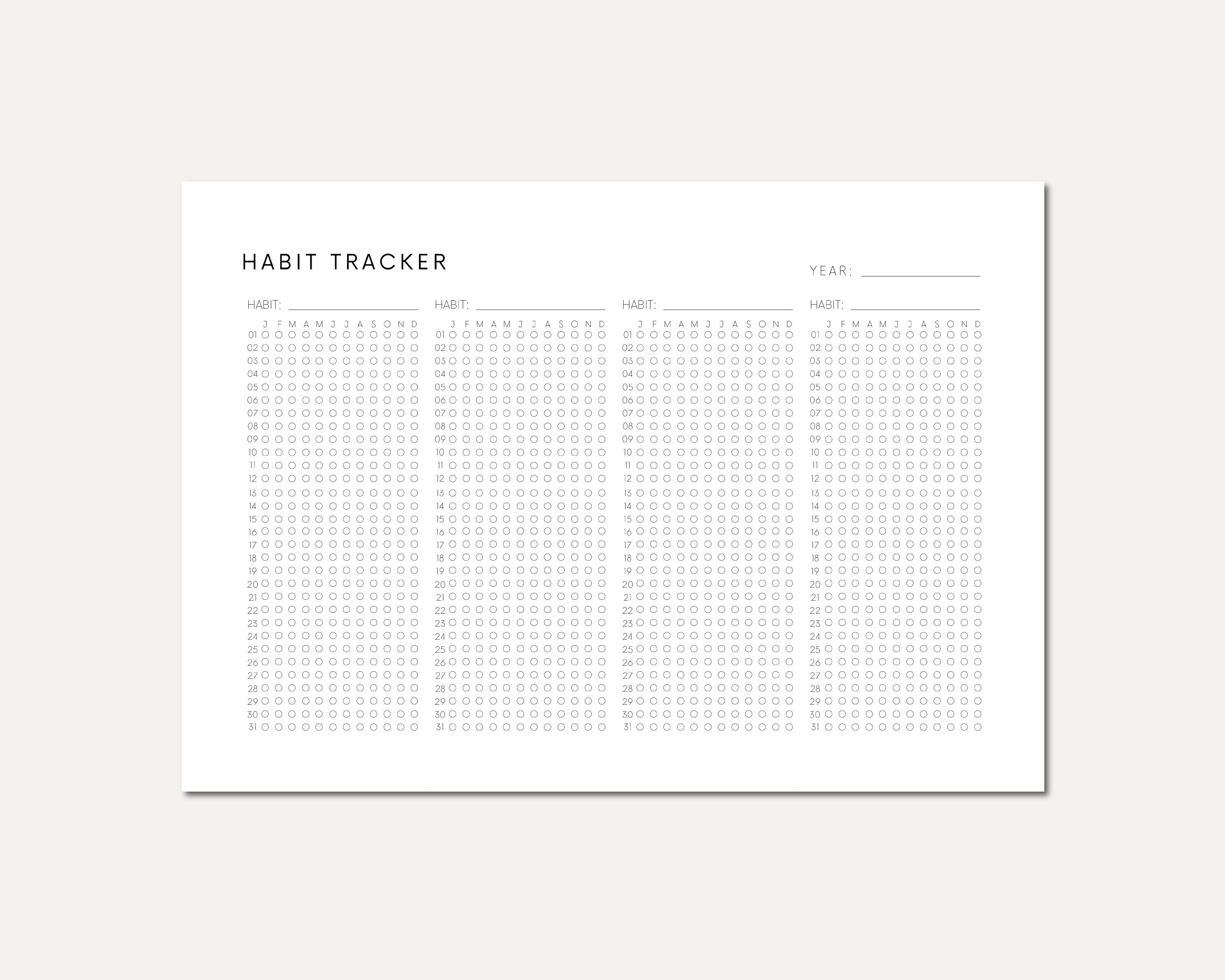 Yearly Habit Tracker Printable Goal Tracker Download Track Habits ...