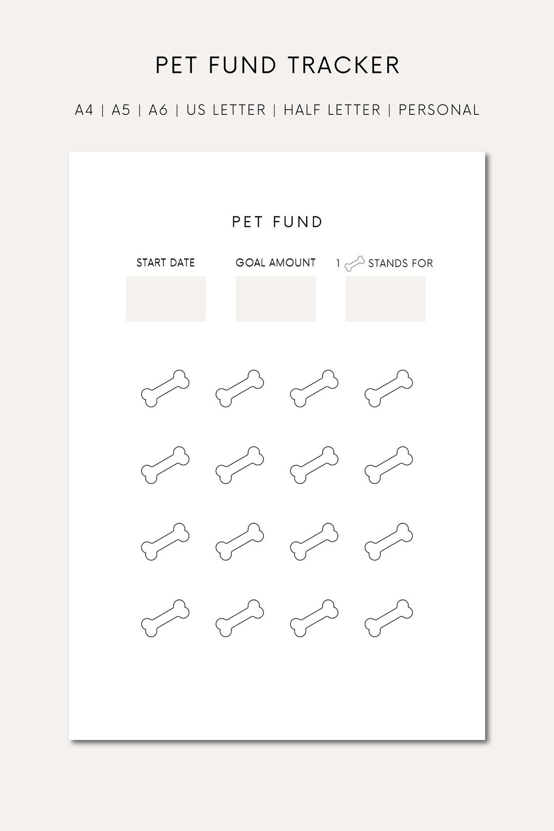 Printable Pet Fund Tracker for Savings Tracker Printable Budget Planner ...