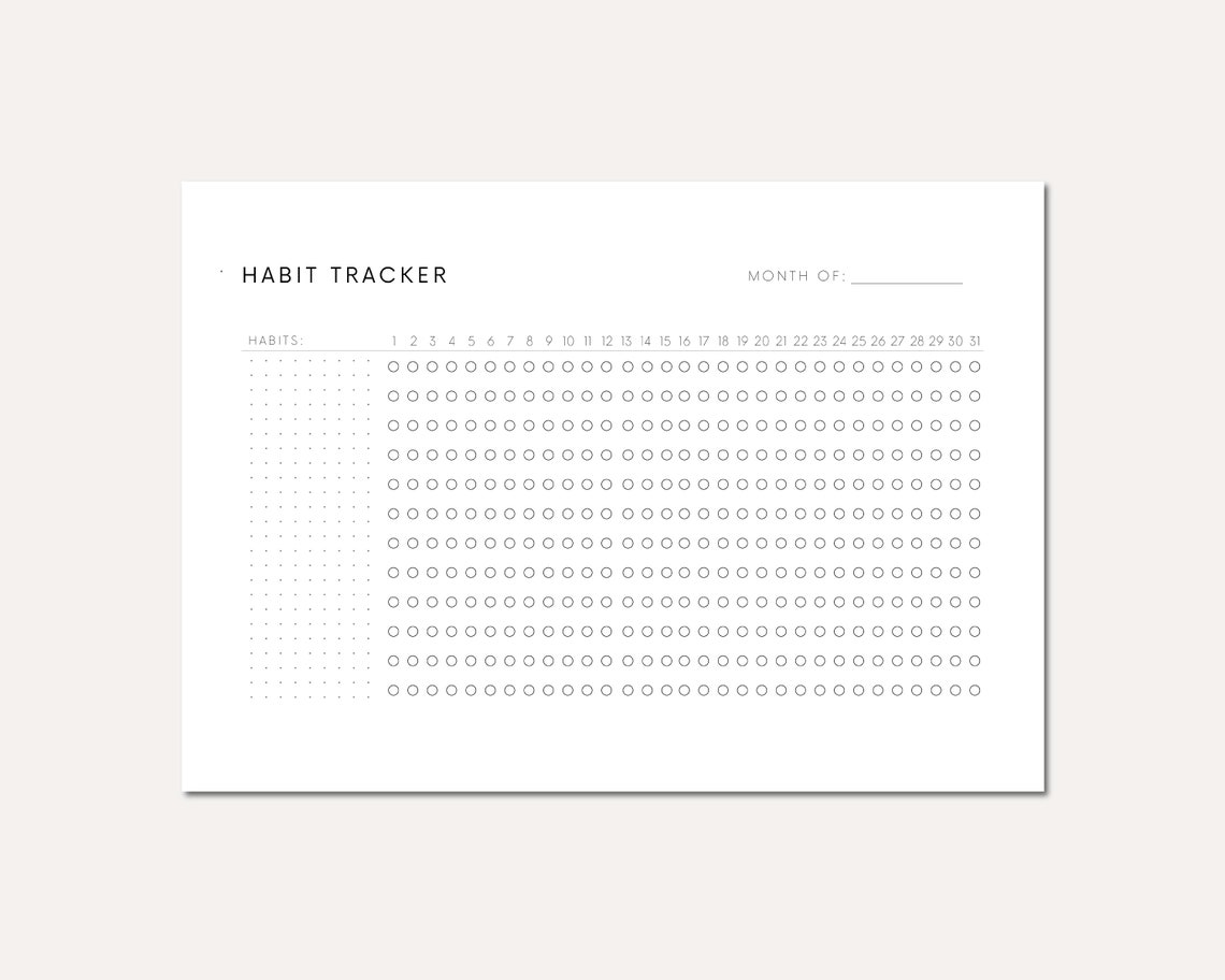 Habit Tracker Printable Monthly Habit Tracker Digital Atomic Habits ...