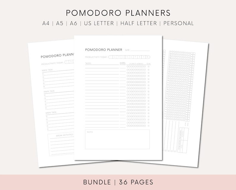 Printable Pomodoro Bundle Download Pomodoro Planner Pages for ...