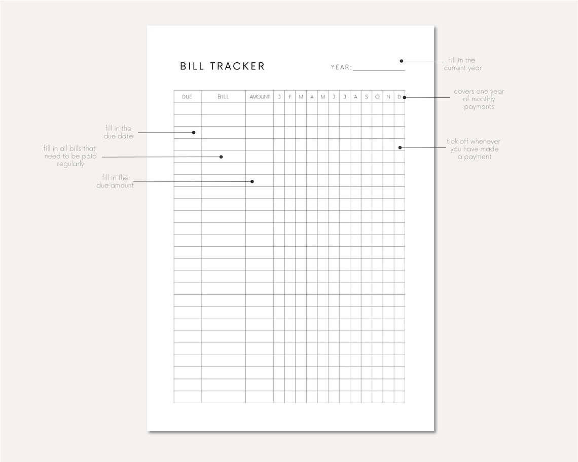 Expense Tracker Printable Bill Tracker Download Savings Tracker Digital ...