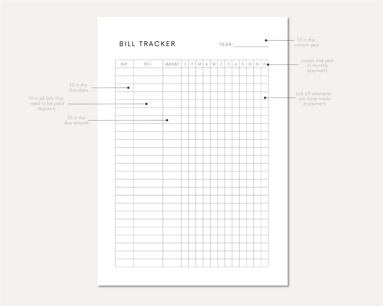 Expense Tracker Printable Bill Tracker Download Savings Tracker Digital ...