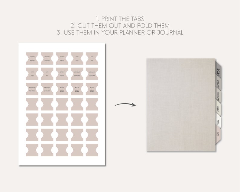 Planner Tabs Neutral Printable Journal Tabs Download Neutral Colors Tab ...