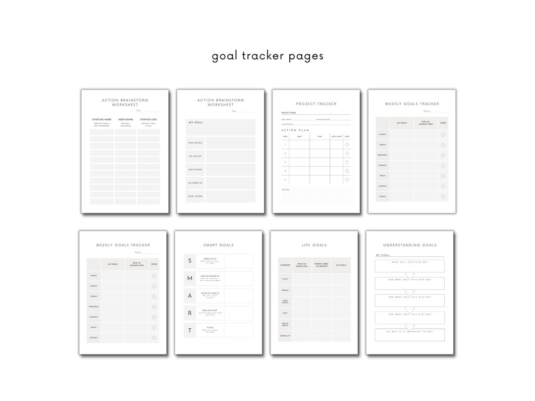 Goals Planner Printable Digital Goals Tracker Pages Digital Life Goals ...