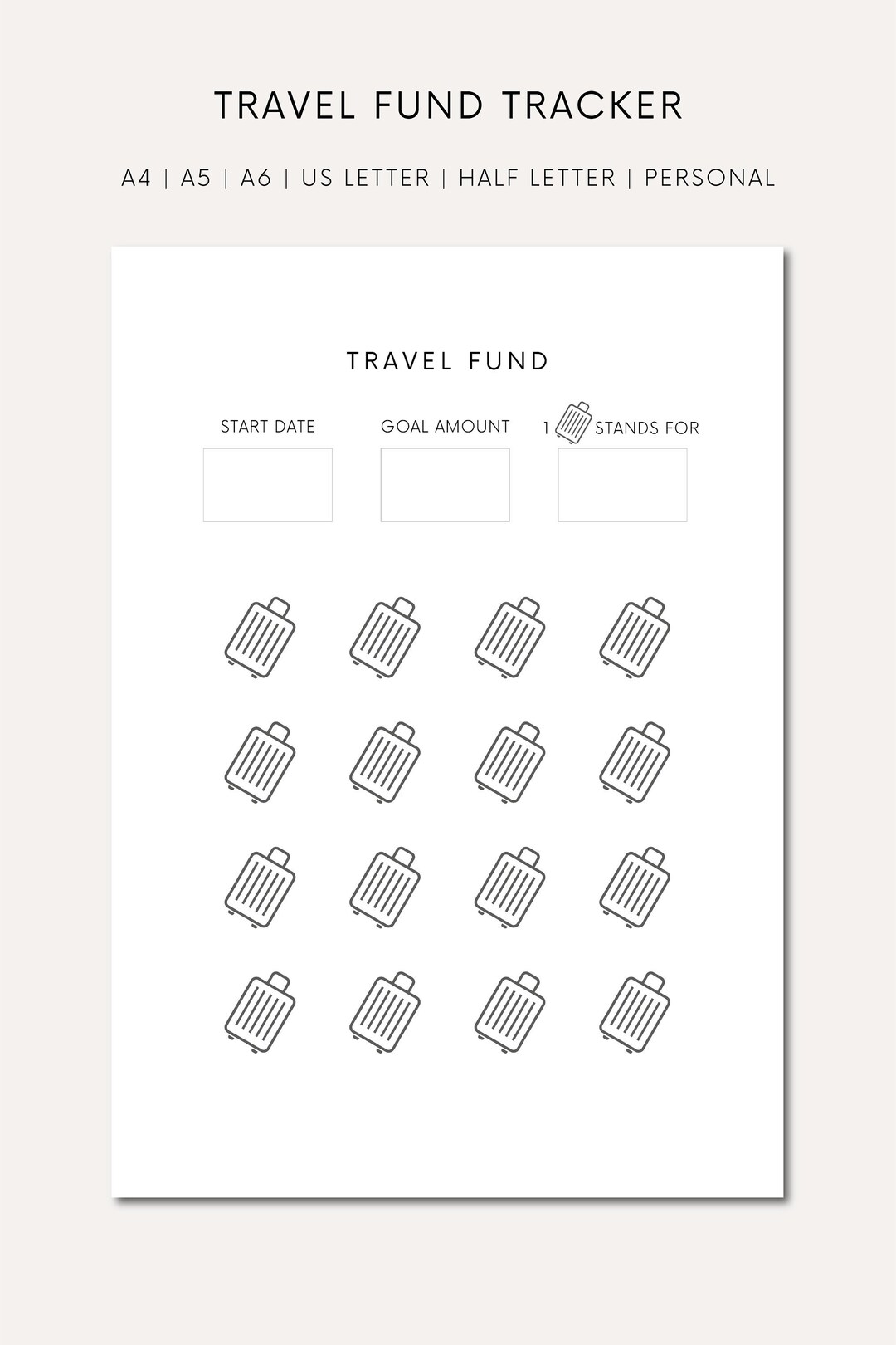 Savings Printable Tracker Download Vacation Fund Printable for Travel ...