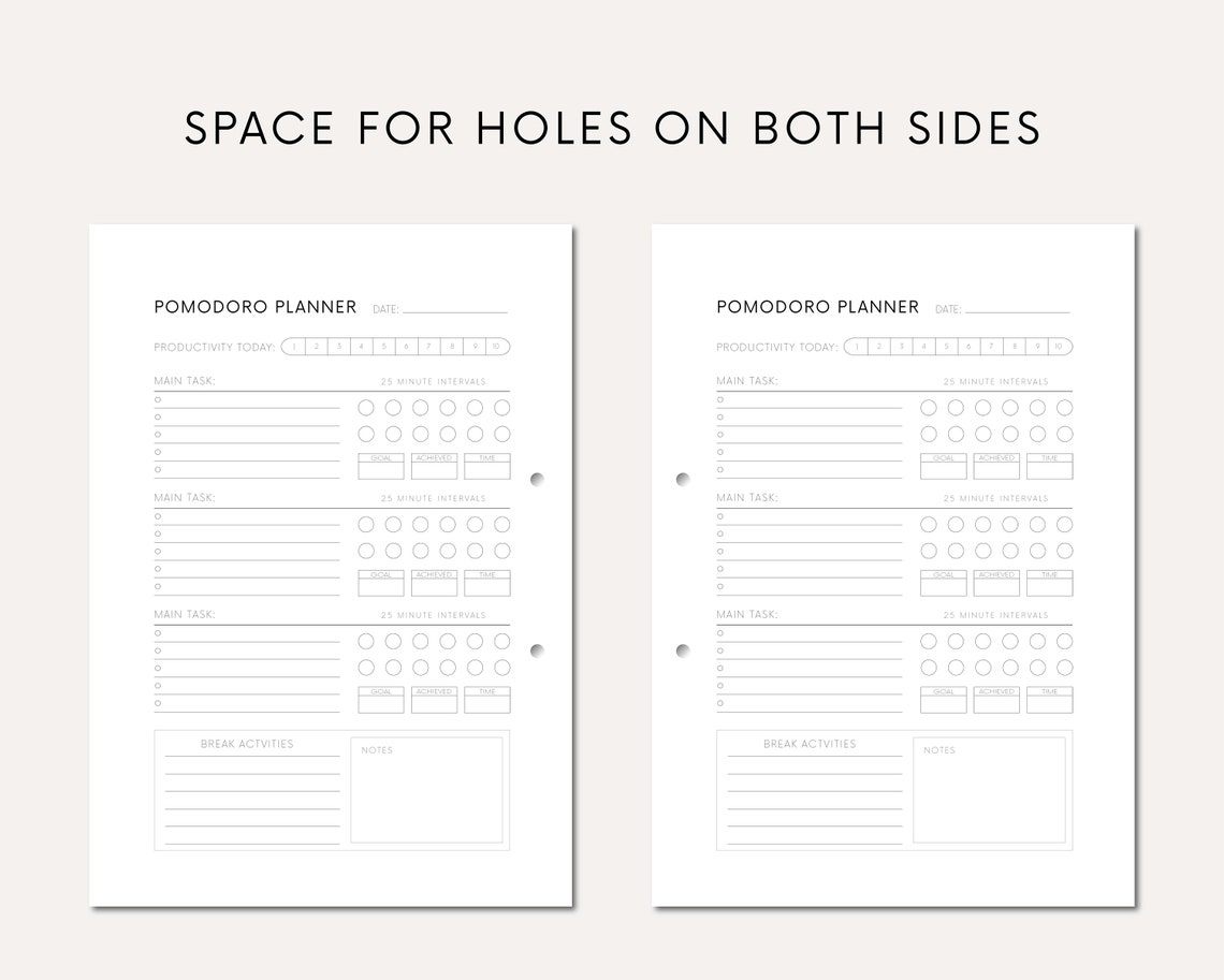 Printable Pomodoro Planner A4 Printable Pomodoro Method for Time ...