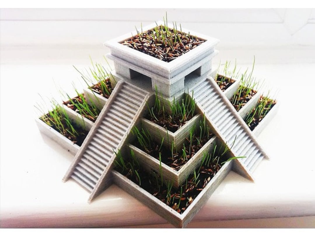 Aztec Temple Plant Pot , 3D Printed Succulent Cactus Flower Pot / Boho ...