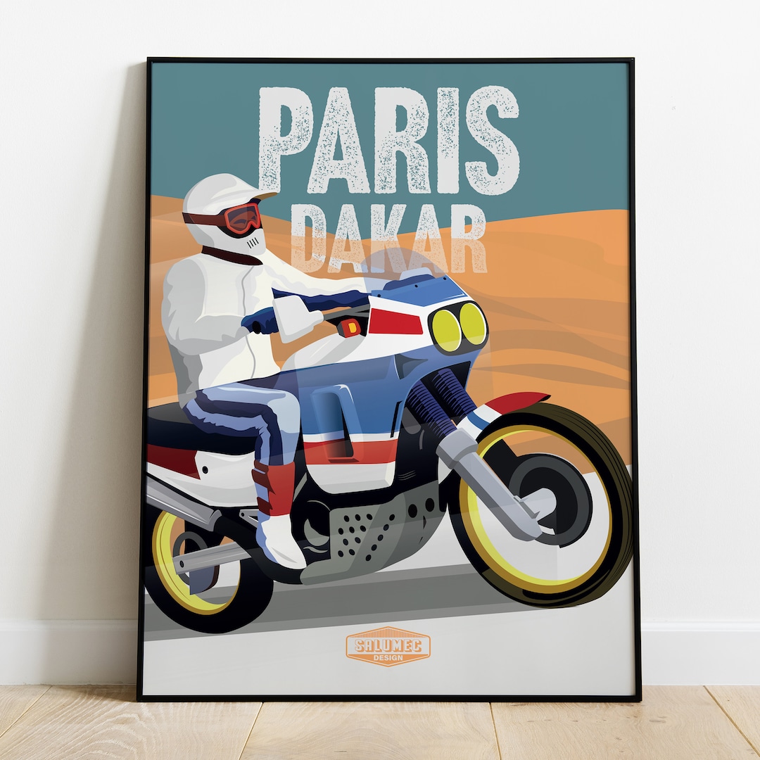 Motorcycle Poster Honda Africa Twin Paris Dakar by Salumec Design - Etsy
