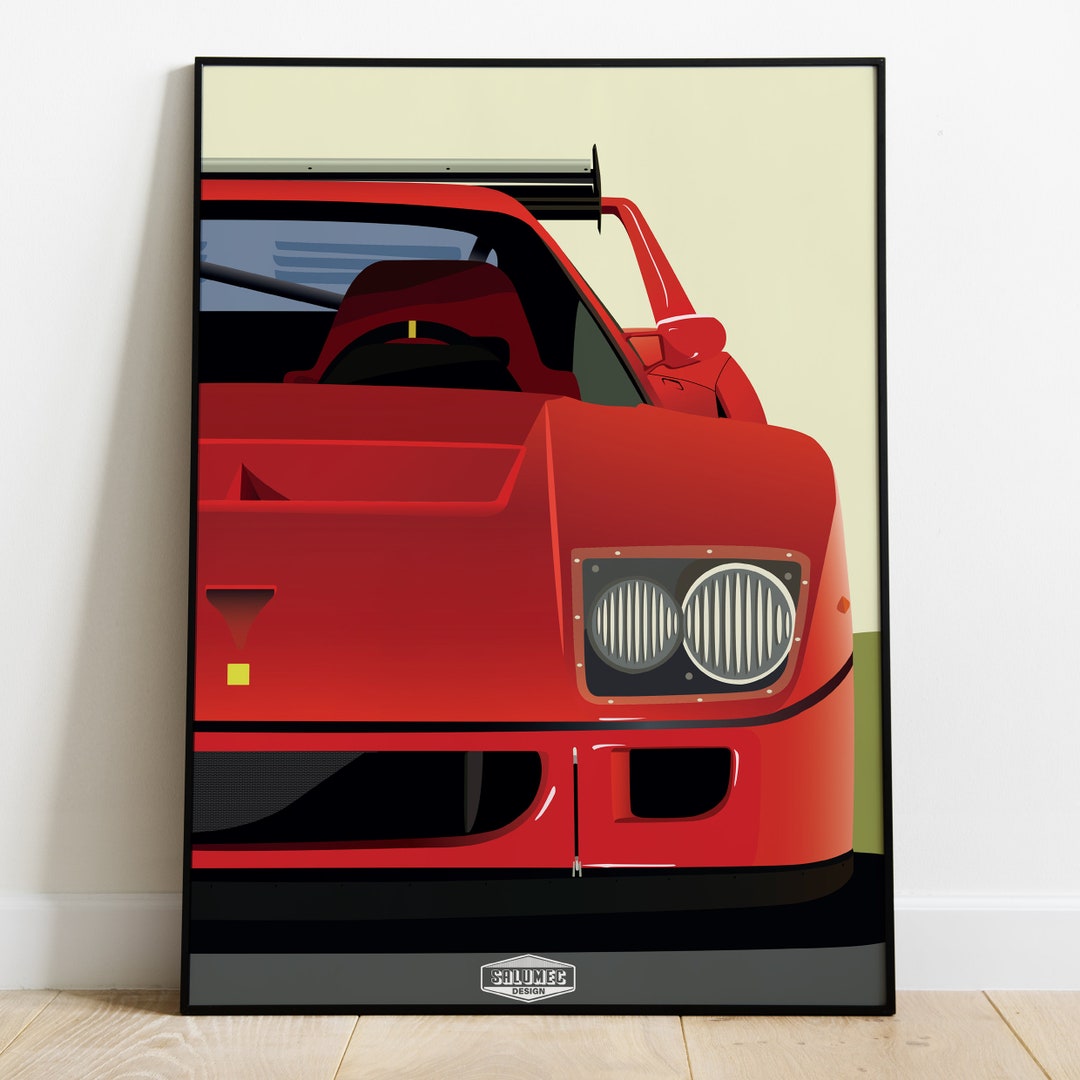 Ferrari F40 Poster Old Illustration Sport Car - Etsy