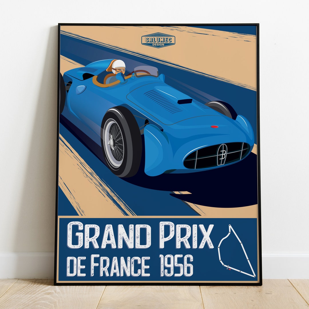 Poster Poster French Grand Prix Formula 1 Bugatti Vintage Old F1 Gift ...
