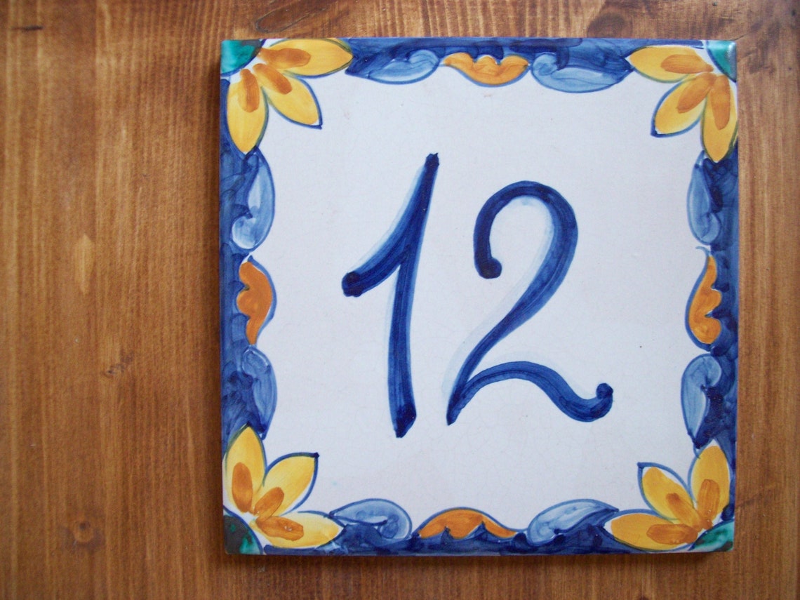 Handpainted Ceramic Tile House Number - Etsy
