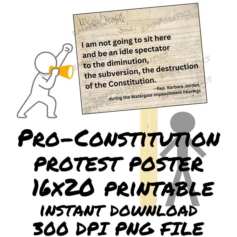 Protest Poster Pro-constitution Digital Download Barbara Jordan ...