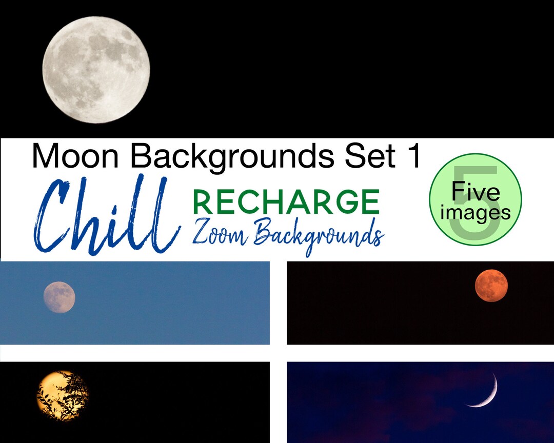 5 Moons Set 1 Zoom Online Meeting 16:9 Virtual Digital Backgrounds Full ...