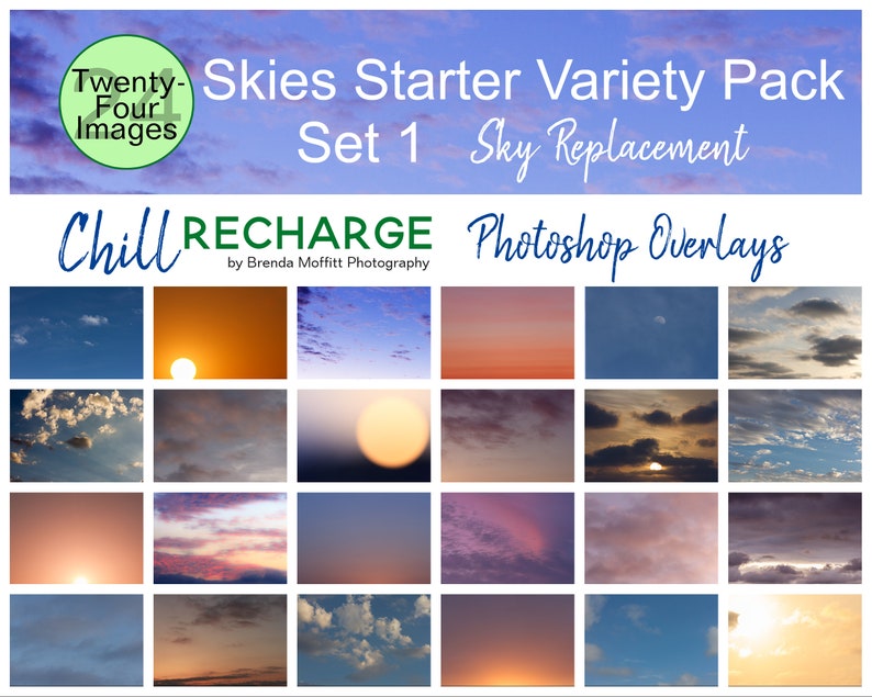 24 Skies Starter Variety Pack Set 1 Sky Replacement Commercial License ...