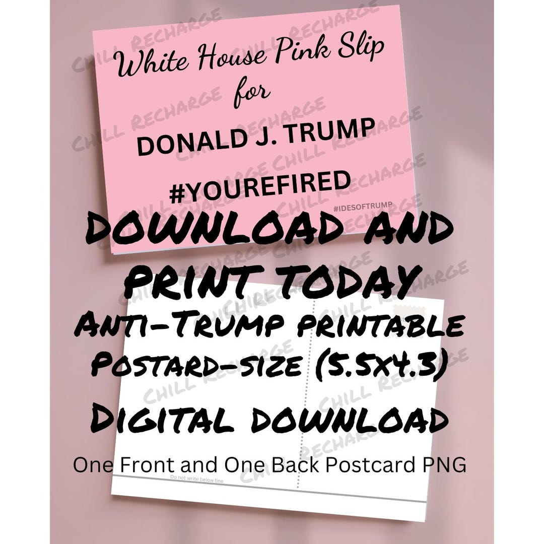 Anti-trump Pink Slip Postcard: Political Design (PNG Digital Download ...