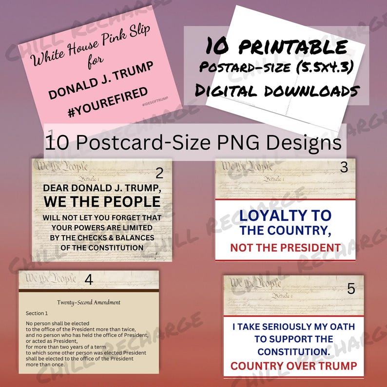 White House Pink Slip Bundle 10 Anti-trump Political Protest Postcard ...