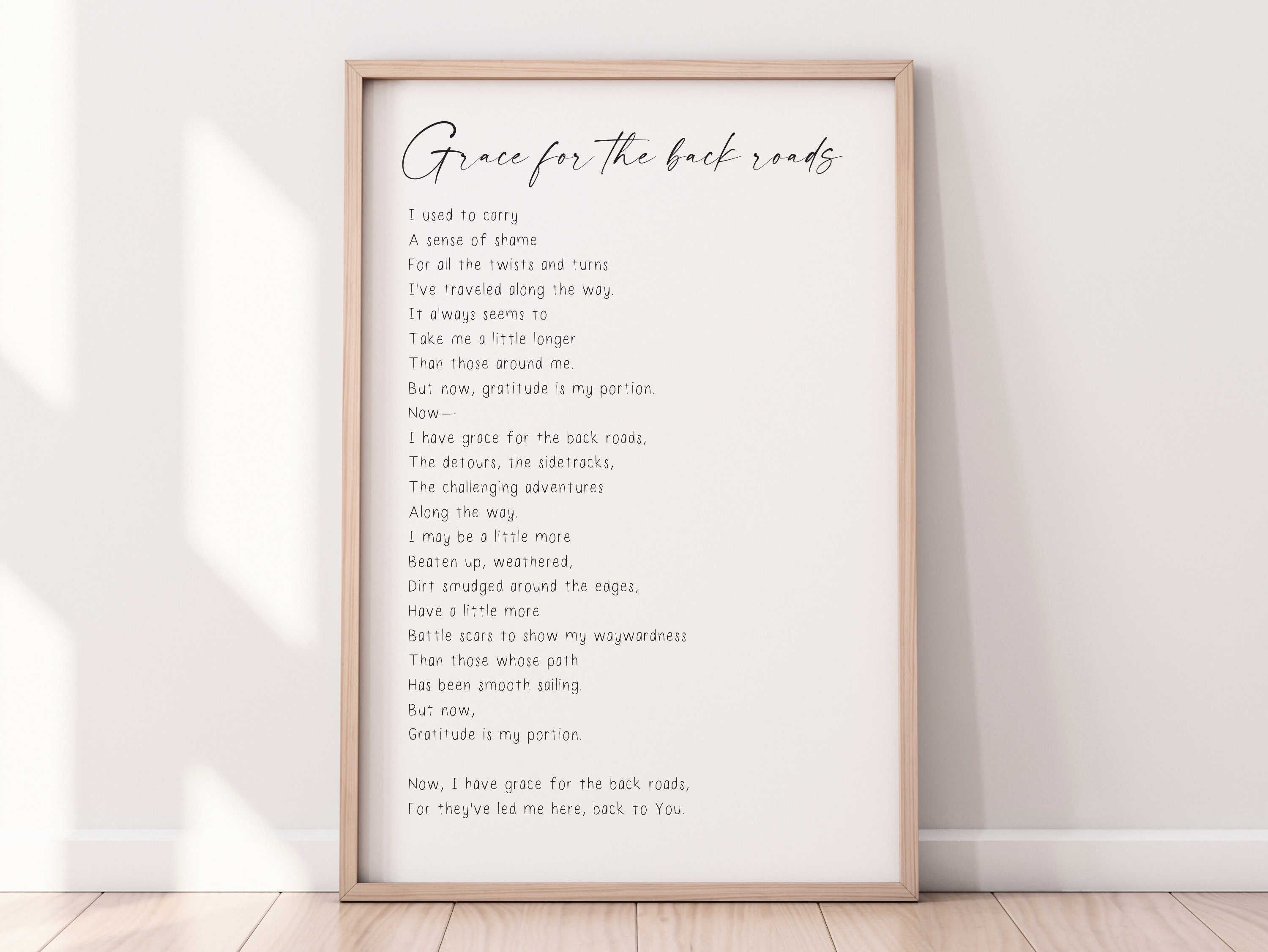 Christian Poem Art Print: Grace for the Back Roads (digital Download ...