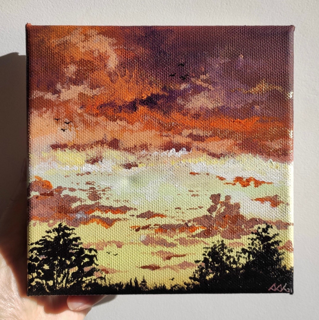 Original Acrylic Painting Named Amber, Decor for Living, Dining ...