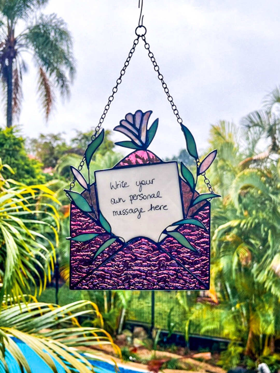 Stained Glass Envelope With Notecard and Flowers for You to Personalise ...