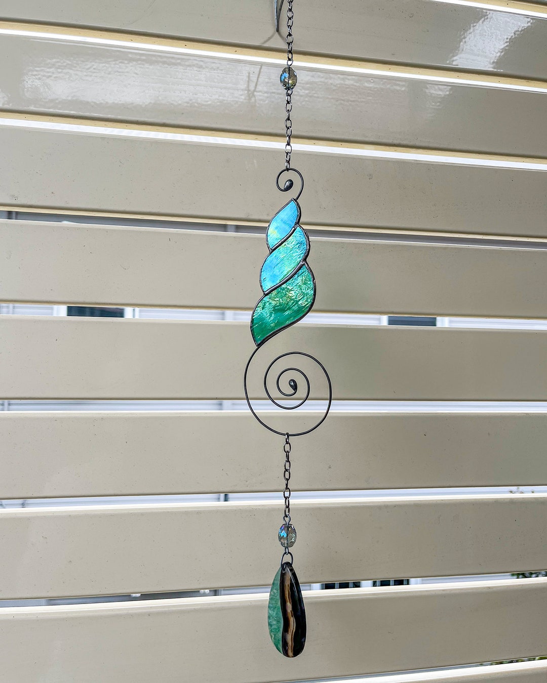 Stylised Shell Unalome Stained Glass / Leadlight Suncatcher With ...