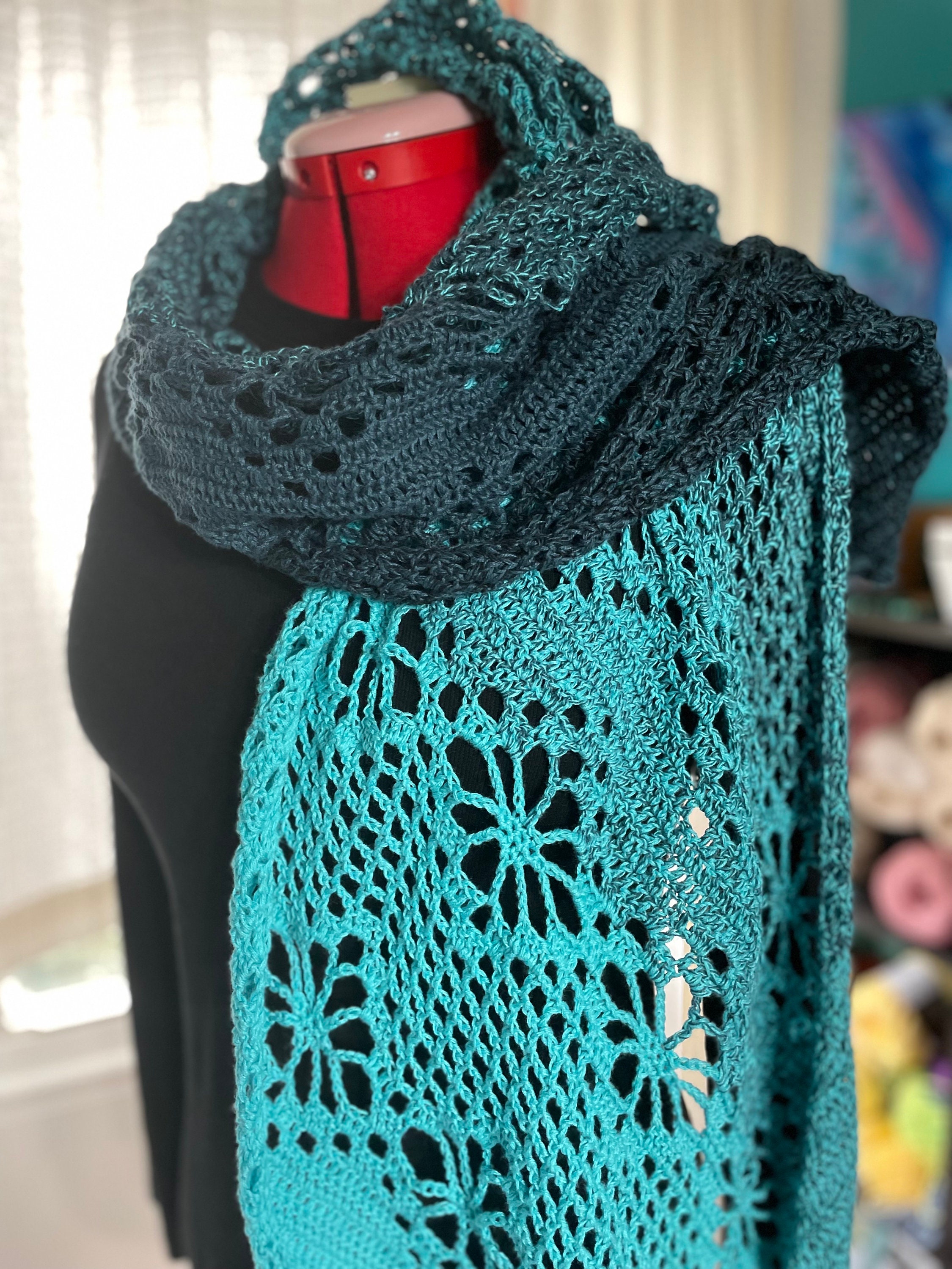 Lace Rectangle Shawl, Blue Ombre Wrap, Diagonal Scarf - Etsy